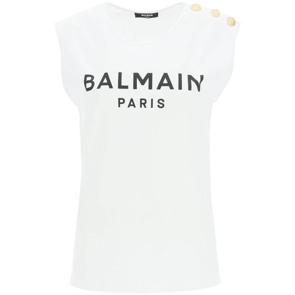 Balmain | Tops | Balmain Logo Top With Buttons | Poshmark